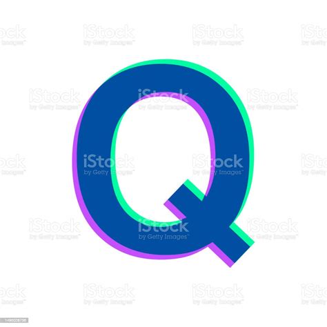 편지 Q 흰색 배경에 두 가지 색상 오버레이가 있는 아이콘 3차원 형태에 대한 스톡 벡터 아트 및 기타 이미지 3차원 형태 개념 공란 Istock