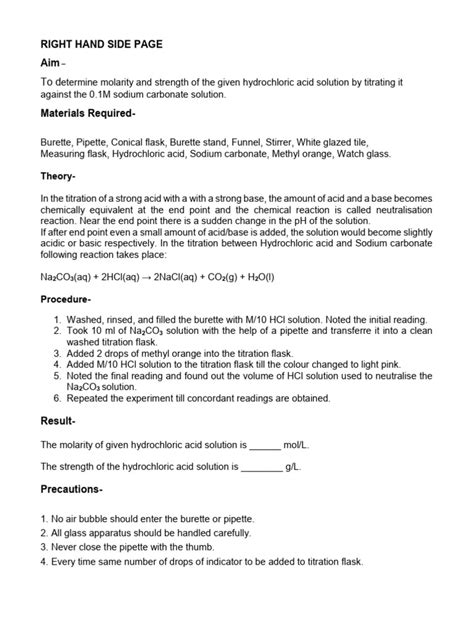 Titration Between Hcl And Sodium Carbonate Pdf Titration Chemistry