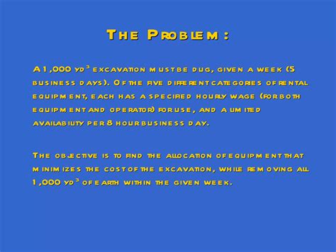 Linear Programming The Construction Problem Ppt