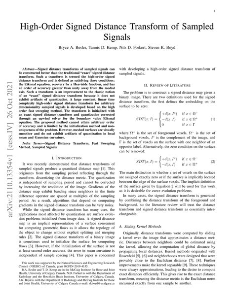 Pdf High Order Signed Distance Transform Of Sampled Signals