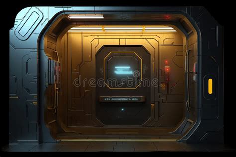 Sci Fi Door With Keypad Created By Generative Ai Stock Illustration Illustration Of Iron