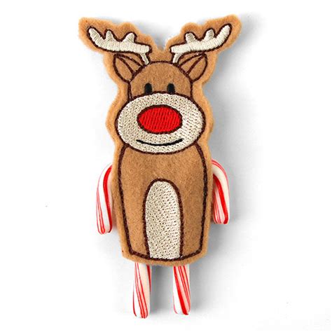 Reindeer Double Candy Cane Holder In The Hoop Embroidery Library