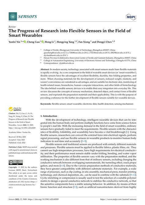 PDF The Progress Of Research Into Flexible Sensors In The Field Of Smart Wearables