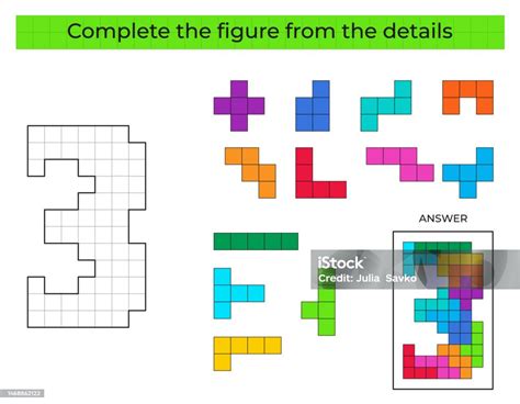 3 번 퍼즐 게임 어린이를 위한 컬러풀한 디테일 완전한 그림 아이들을위한 교육 게임 유치원 워크 시트 활동 0명에 대한 스톡 벡터 아트 및 기타 이미지 Istock