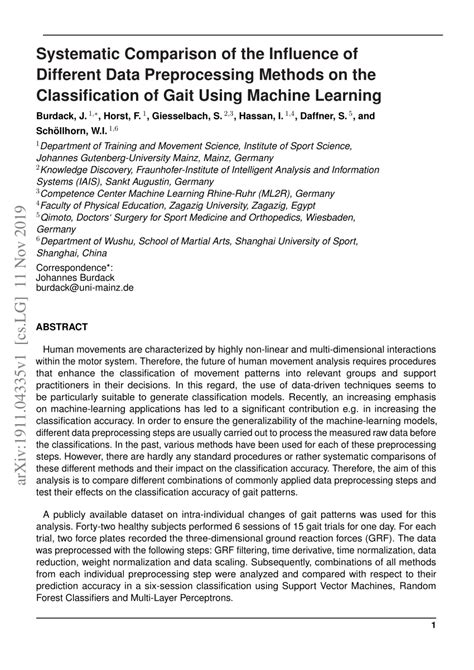 Pdf Systematic Comparison Of The Influence Of Different Data Preprocessing Methods On The