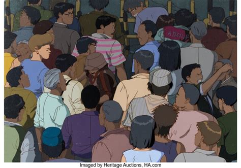 Akira Kei And Crowd Production Cel Setup With Key Master Background