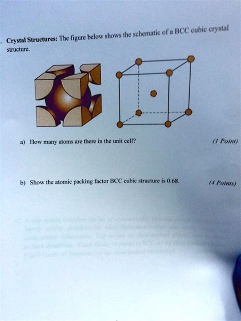 SOLVED Crystal Structures The Figure Below Shows The Schematic Of A BCC Cubic Crystal