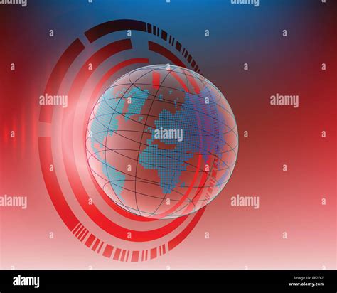 World Map Red Cyber Line Attack By Hacker Concept Background Vector Illustration Eps10 Stock