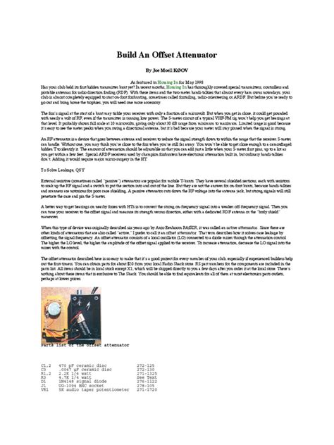 Build An Offset Attenuator KØ0v Pdf Antenna Radio Transmitter