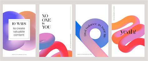 추상적인 현대 소셜 미디어 템플릿 모음입니다 전단지 배너 및 포스터를 위한 다채로운 유체 3d 기하학적 배경 부드러운 그라디언트 튜브와 흐르는 유기적 모양 시리즈 0명에