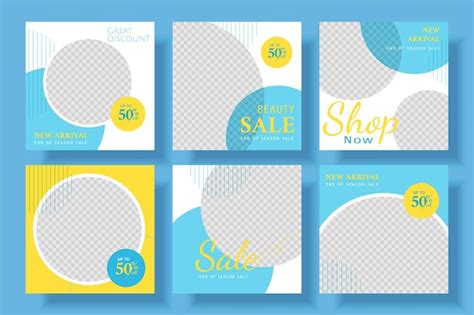 패션 스퀘어 배너 광고 템플릿 프리미엄 벡터