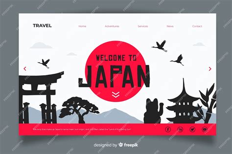 Premium Vector Welcome To Japan Landing Page