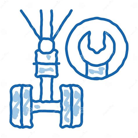 Chassis Wrench Doodle Icon Hand Drawn Illustration Stock Vector