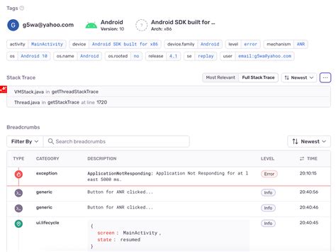 Android Crash Reporting And Performance Monitoring Sentry
