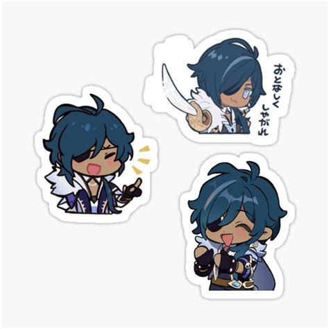Pegatina Impacto De Chibi Kaeya Geshin De Emily W Anime Stickers Chibi Stickers