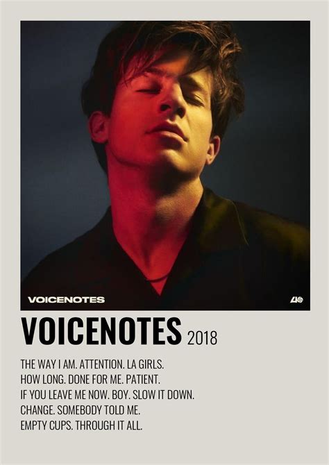 Minimalist Album Polaroid Poster Voicenotes Charlie Puth Charlie Puth Music Poster Music