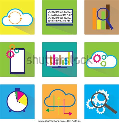 Database Analytics Digital Network Computing Process Stock Vector