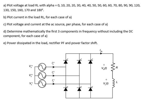 solved a plot voltage at load rl with alpha 0 10 20