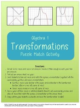 Algebra Function Transformations Puzzle Match Activity By SpEd Corner