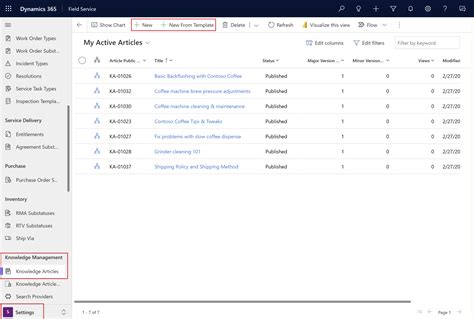 ナレッジ記事を作成する dynamics 365 field service microsoft learn