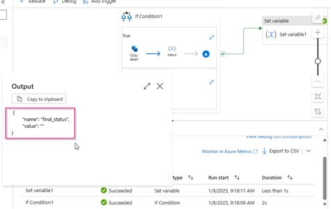 Azure Capturing Output Details Of An Activity Inside If Condition