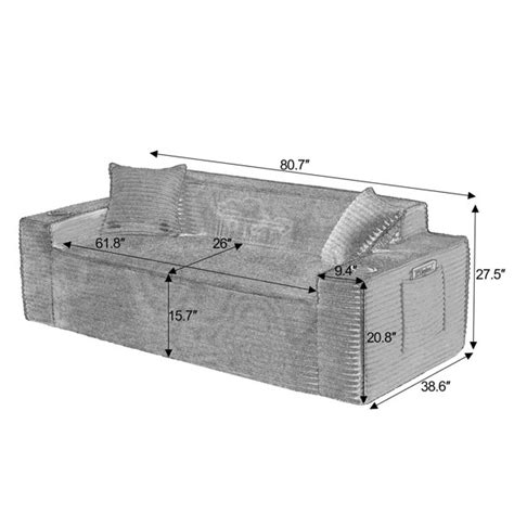 Latitude Run® 3seater Sofa Boneless Couchesno Assembly Needed Modern