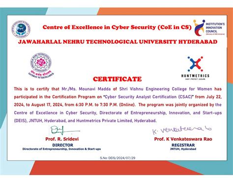 Mounavi Madda On Linkedin Cse Cybersecurity Certification Learningjourney