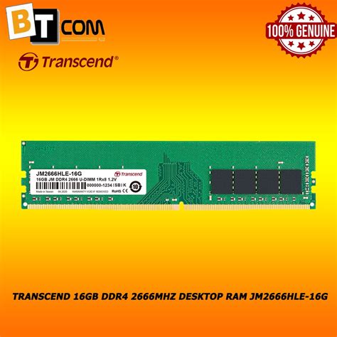 Transcend 16gb Ddr4 2666mhz Desktop Ram Jm2666hle 16g Shopee Malaysia