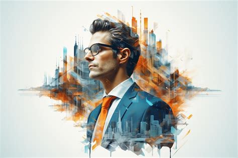 Premium Ai Image Art Of Double Exposure Of Attractive Businessman