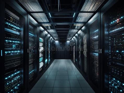AI Generated Row Of Server Racks Stock Illustration Illustration Of Tech Hardware 302562549