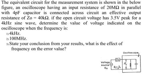 Solved The Equivalent Circuit For The Measurement System Is Shown In