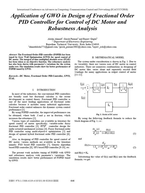 Application Of Gwo In Design Of Fractional Order Pid Controller For