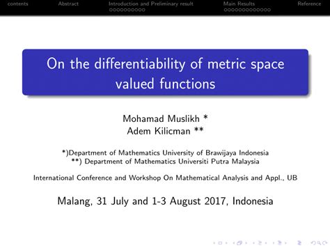 Pdf On The Differentiability Of Metric Space Valued Functions