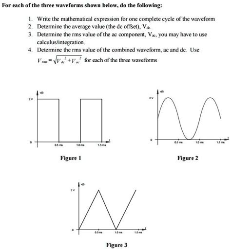 solved for each of the three waveforms shown below do the following write the mathematical