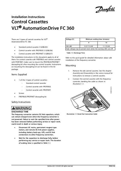 Danfoss Control Cassettes Installation Guide Danfoss Control Cassettes Installation Guide