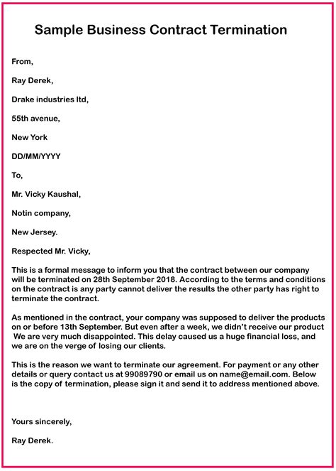 Terminating Contract Letter Template Br