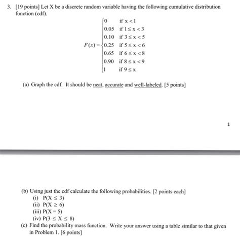 Solved Points Let X Be A Discrete Random Variable Chegg