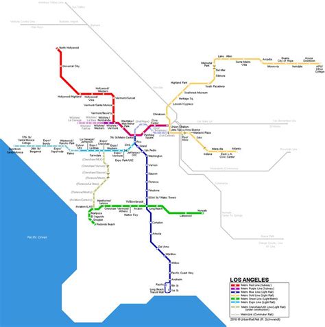 Metro Rail Subway And Light Rail Los Angeles Metro Map Metro Rail