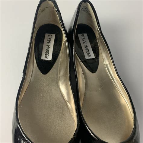 Steve Madden P Heaven Women Flats Patent Black Size 75m Round Toe Some