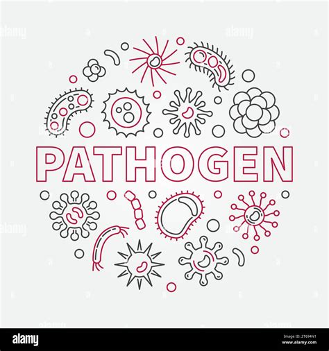 Pathogen Round Vector Concept Creative Illustration In Thin Line Style