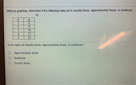 Solved Without Graphing Determine If The Following Data Set