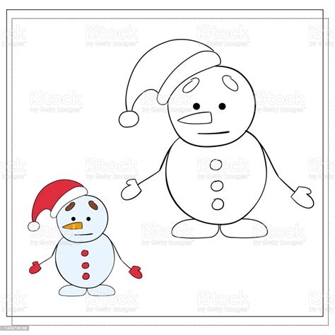아이들을위한 색칠하기 책 그림을 바탕으로 귀여운 만화 눈사람을 그립니다 벡터 그림 0명에 대한 스톡 벡터 아트 및 기타 이미지 0명 검은색 겨울 Istock