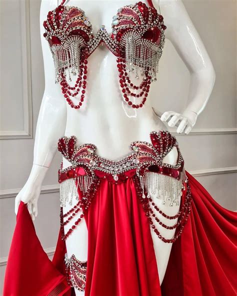 Made To Order Red Luxury Belly Dance Costume Showgirl Costume Go Go