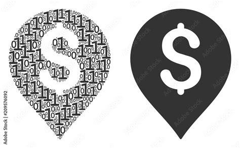 Banking Map Marker Composition Icon Of Zero And Null Digits In Various Sizes Vector Digits Are