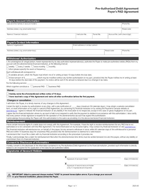 Pre Authorized Debit Pad Payor Agreement Fill Out And Sign Online Dochub