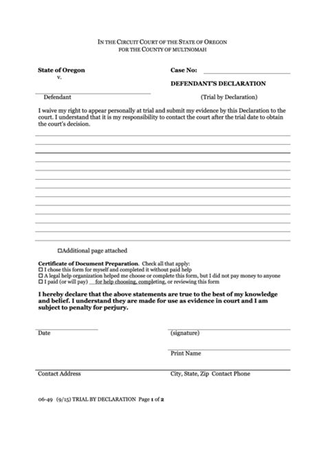 Top Trial By Declaration Form Templates Free To Download In Pdf Format