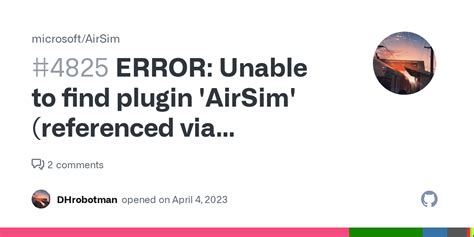 Error Unable To Find Plugin Airsim Referenced Via Blocksuproject Install It And Try Again
