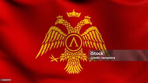 바람에 불고 스파르타 붉은 깃발 흔들리는 표지판의 3d 렌더링 그림 0명에 대한 스톡 사진 및 기타 이미지 0명 3차원 형태 국기 Istock