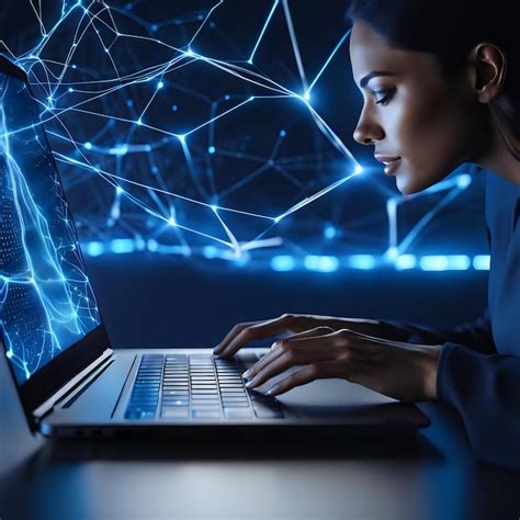 Futuristic Neural Networks Artificial Intelligence Art Double Exposure Premium Ai Generated Image