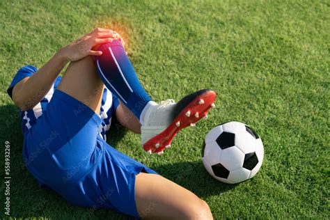 Football Soccer Player Accident Knee Injury Sport Football Treatment On